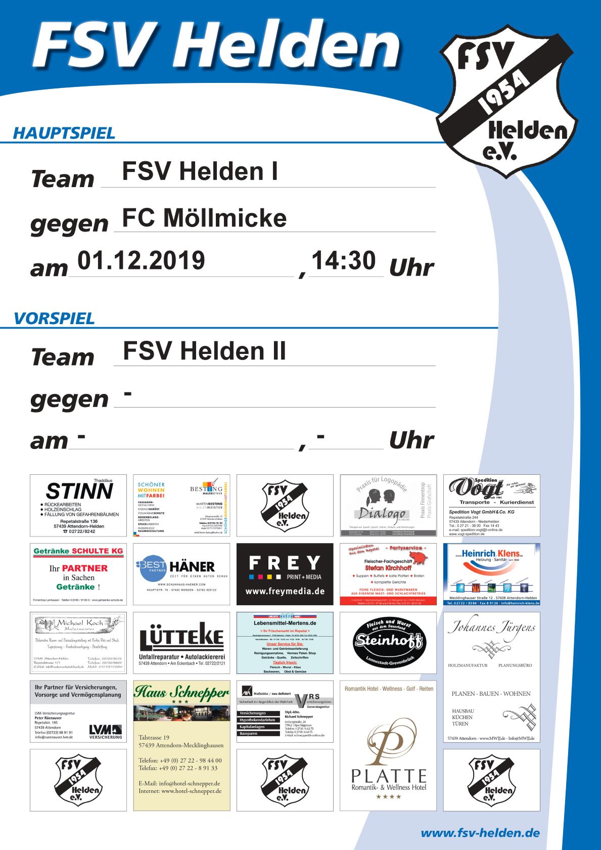 FSV I erwartet Möllmicke - FSV Helden 1954 e.V.